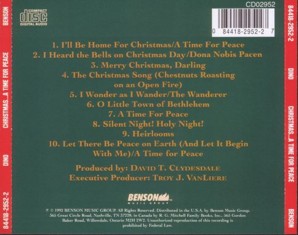 Dino Constantine Kartsonakis Christmas A Time For Peace 1992