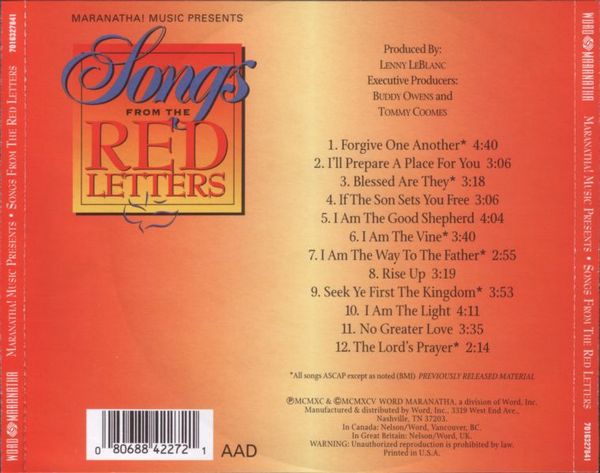 Maranatha! Music Presents - Songs From The Red Letters (1995)