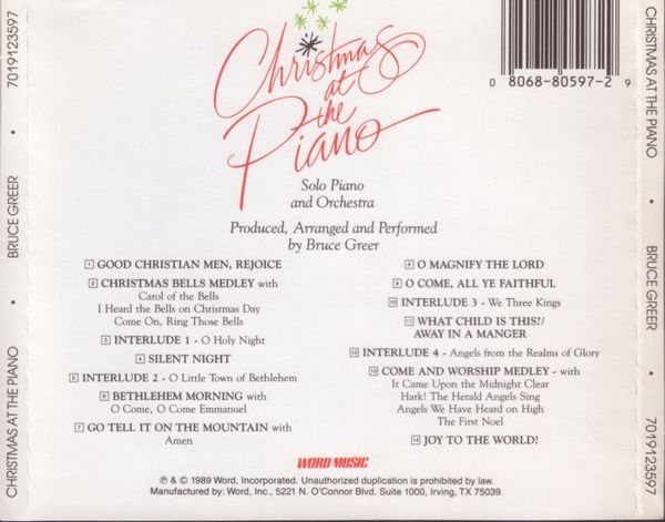 Bruce Greer - Christmas At The Piano (1989)