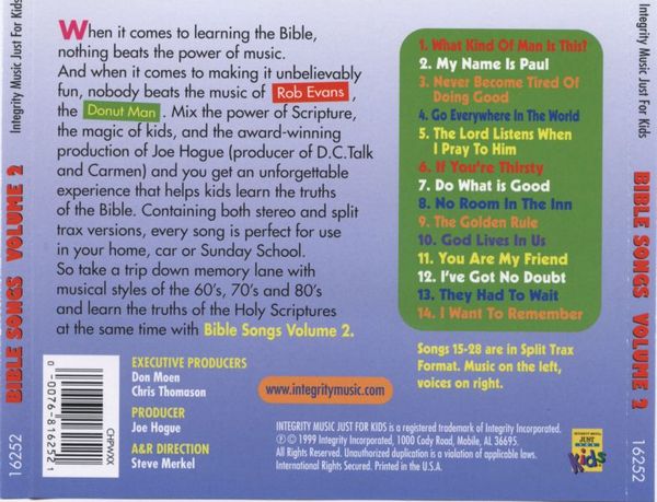 Integrity Music's Just For Kids; Rob Evans; The Donut Man - Bible Songs ...